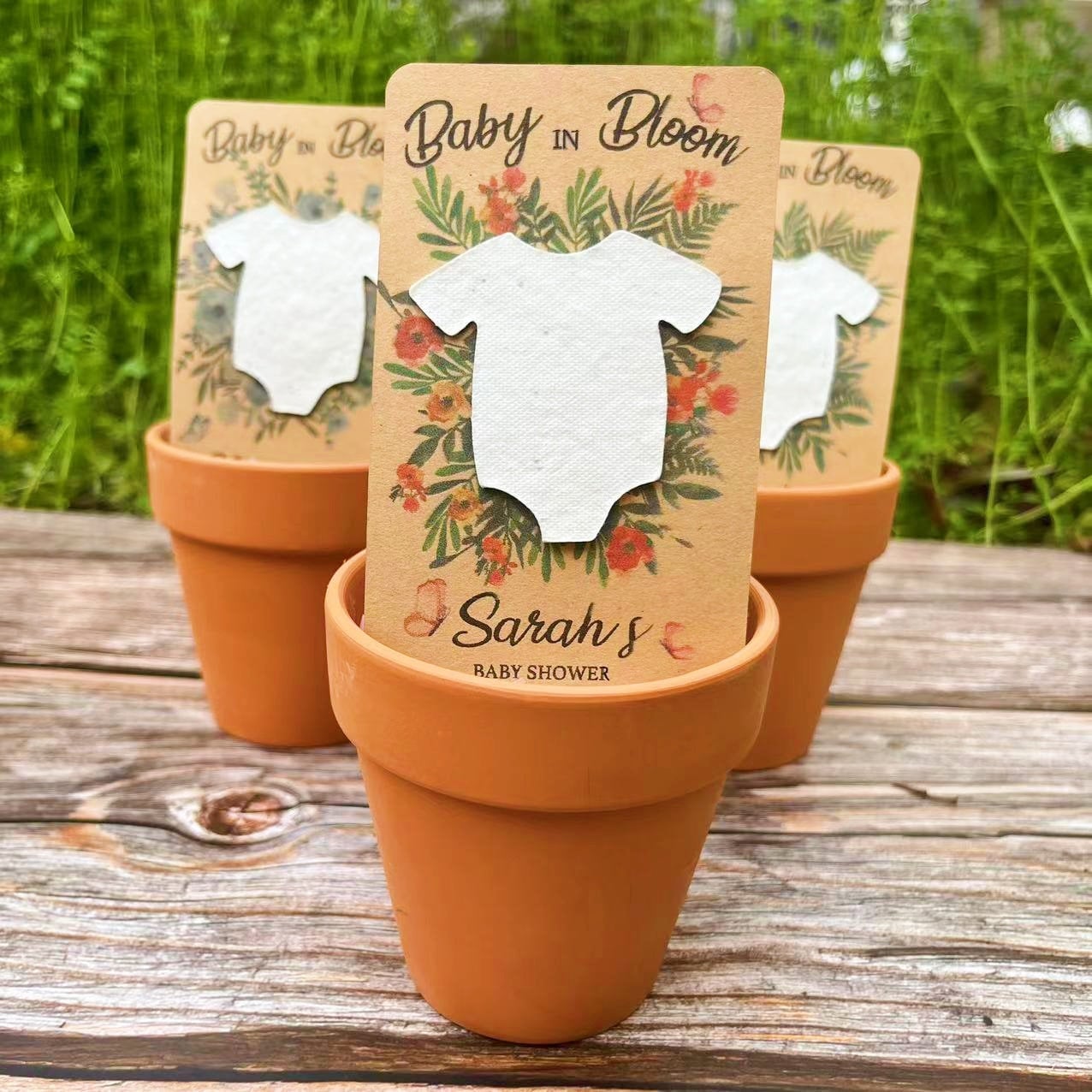 Personalized Baby Shower Favors: Seed Paper Onesie, Baby in Bloom - Etsy
