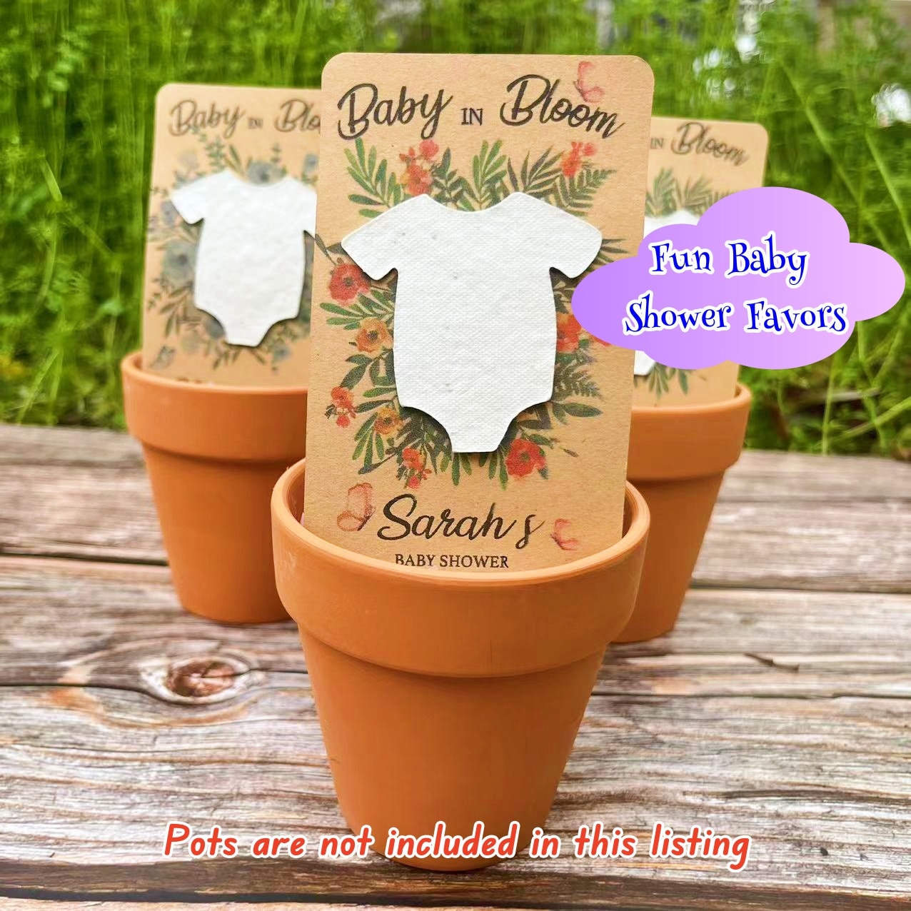 Personalized Baby Shower Favors, Seed Paper Onesie, Baby in Bloom, Fun ...