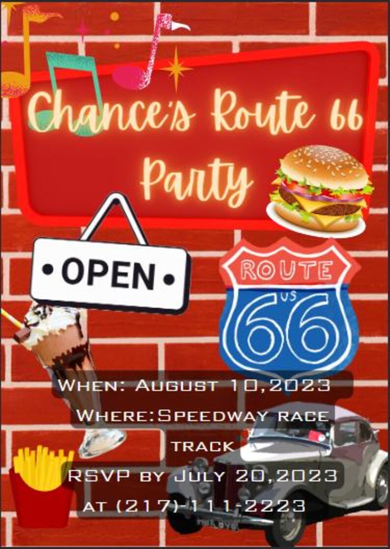Route 66 Theme Birthday Digital Print - Etsy