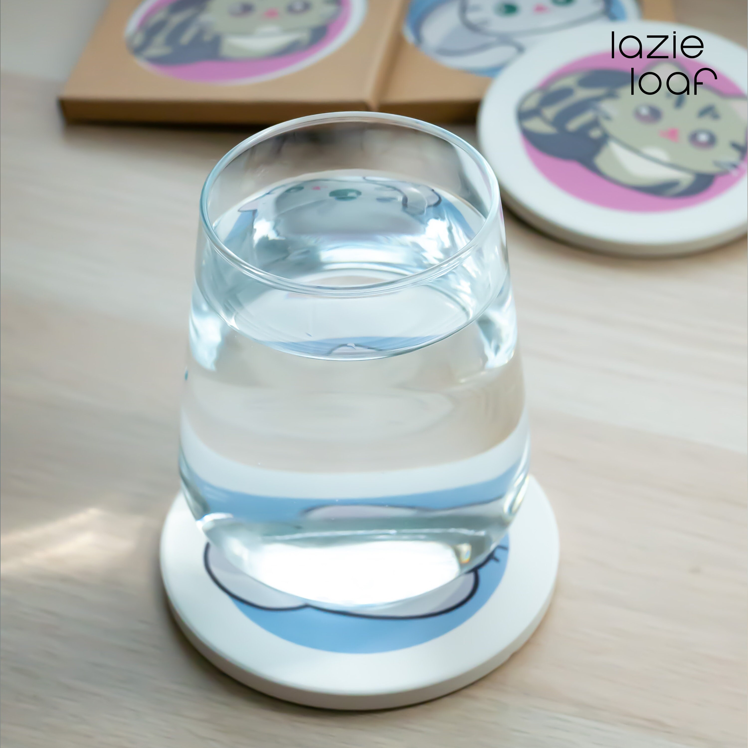 Cat Loaf Ceramic Coaster Set, Cat Print Stone Coaster, Cat Drink ...
