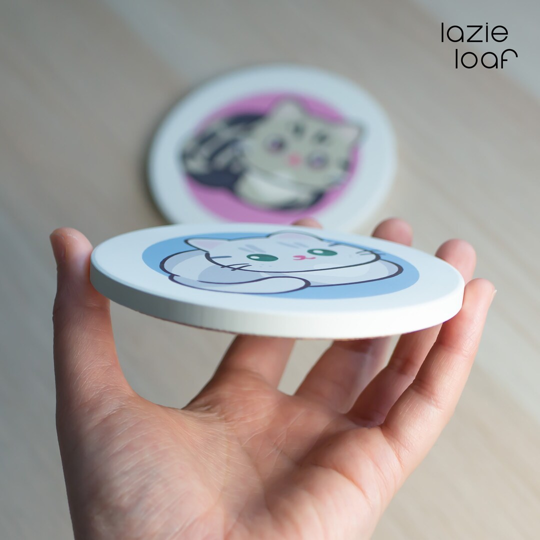 Cat Loaf Ceramic Coaster Set, Cat Print Stone Coaster, Cat Drink ...