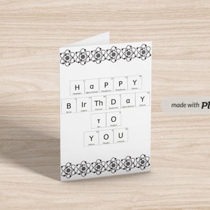 Science Birthday Card, Happy Birthday to You, Periodic Table, Chemistry ...