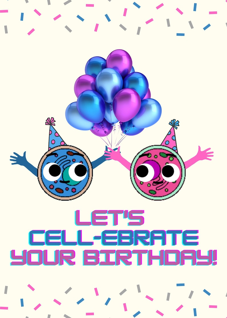 Science Cell Birthday Card, Let's Cell-ebrate Your Birthday, Cells ...