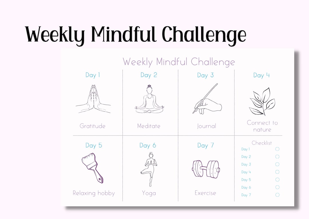 Weekly Mindful Challenge, Printables - Etsy