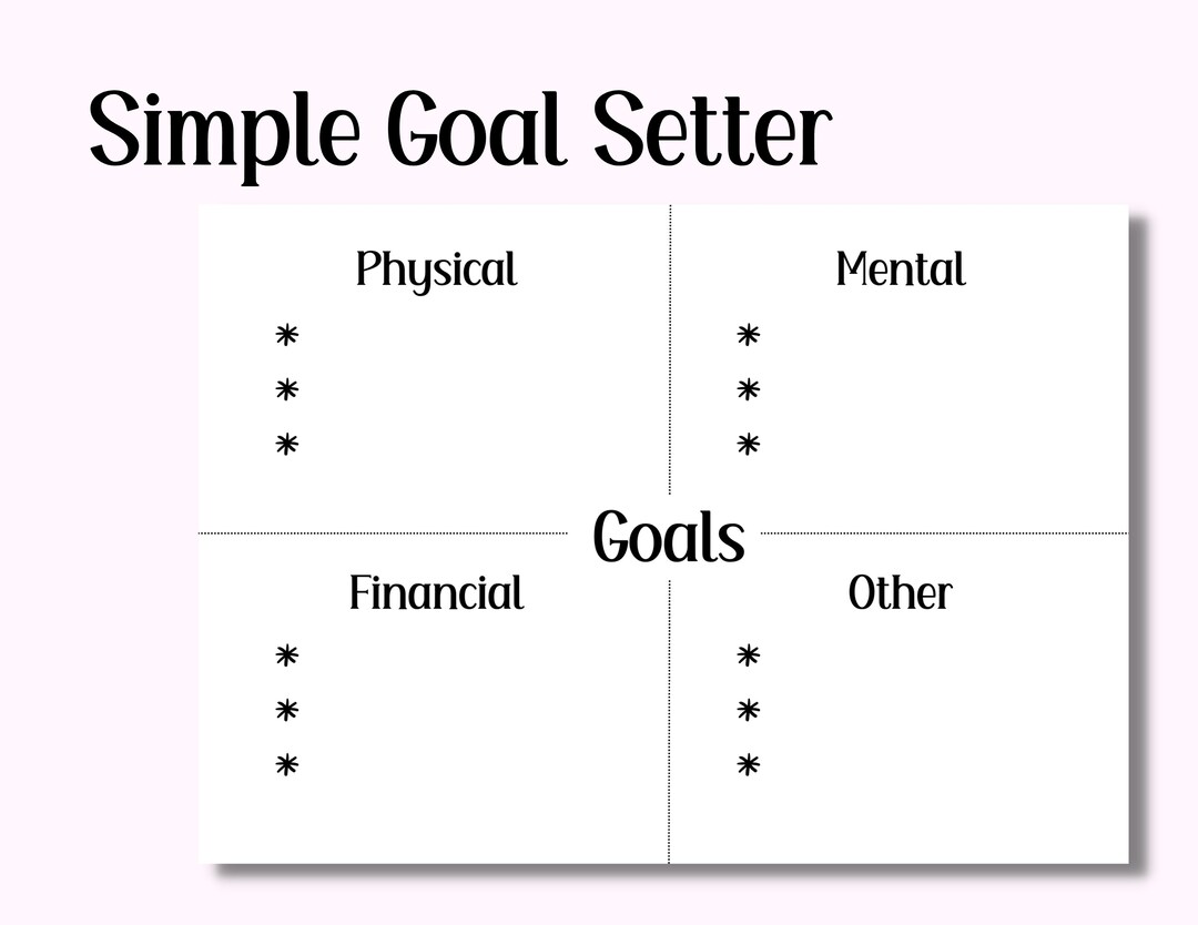 Simple Goal Setter, Printables, Black and White, Minimalist - Etsy
