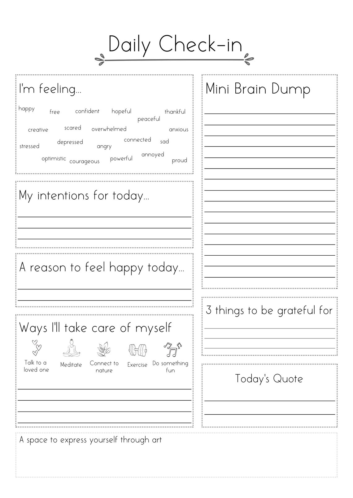 Simple Daily Check-in, Printable - Etsy