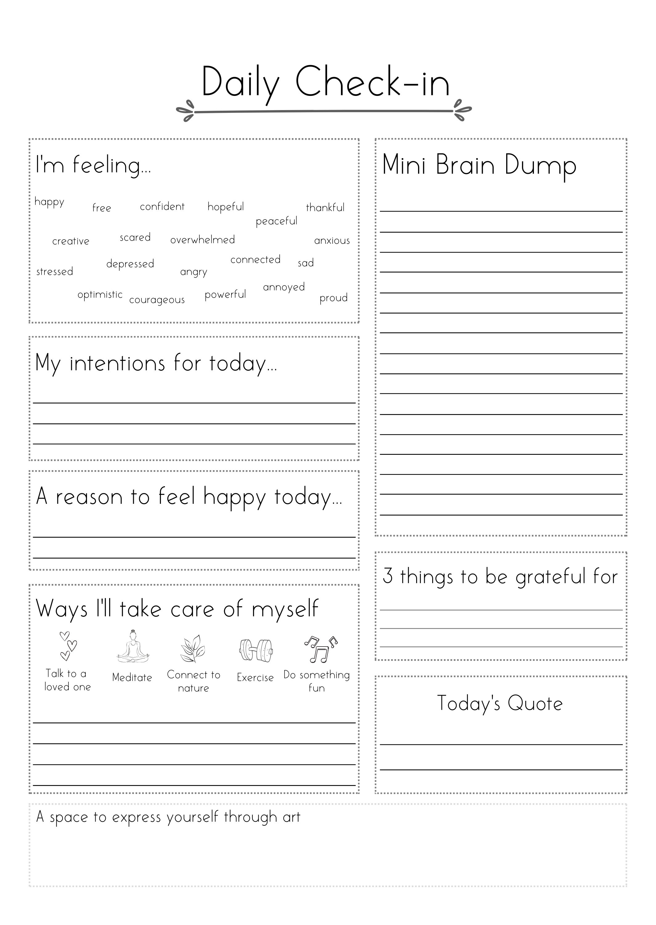 Simple Daily Check-in, Printable - Etsy