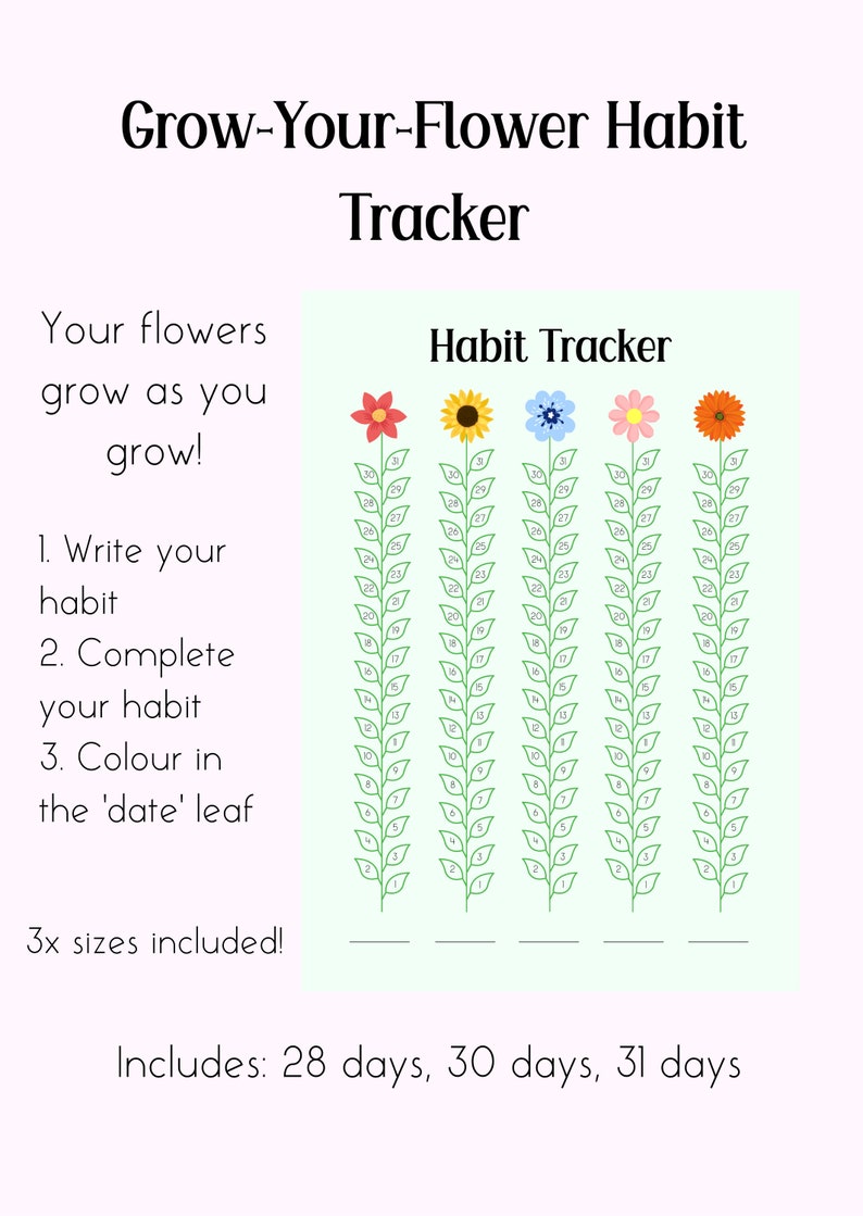 Printable Flower Habit Tracker - Etsy
