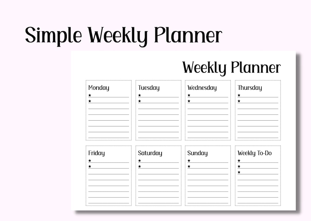 Simple Weekly Planner, Printables - Etsy