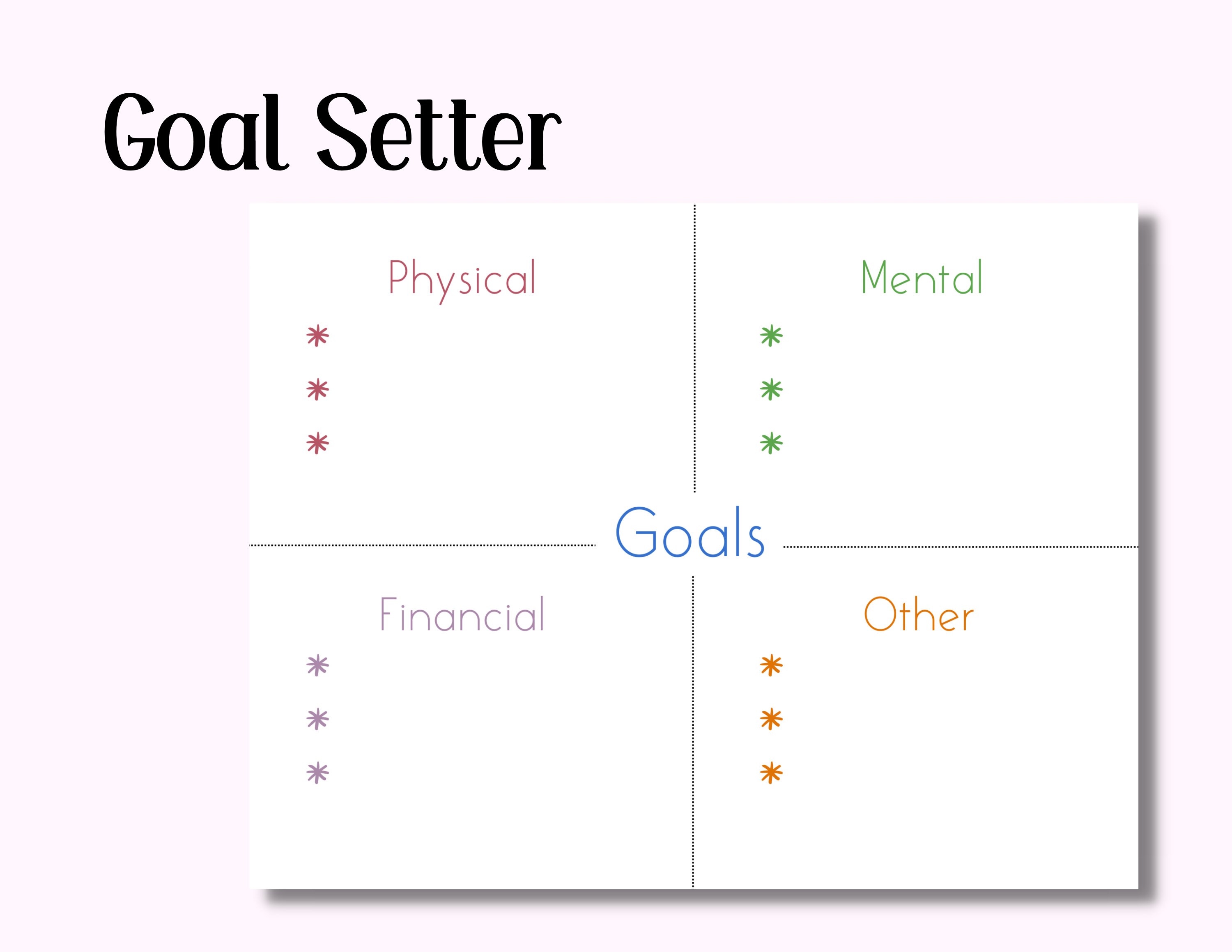Coloured Goal Setter, Printables - Etsy