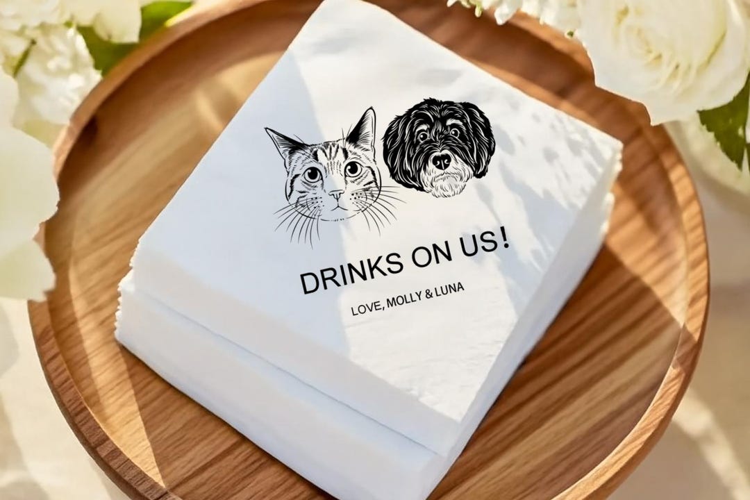 Personalized Wedding Napkins: Custom Pet Portrait, Elegant Reception ...