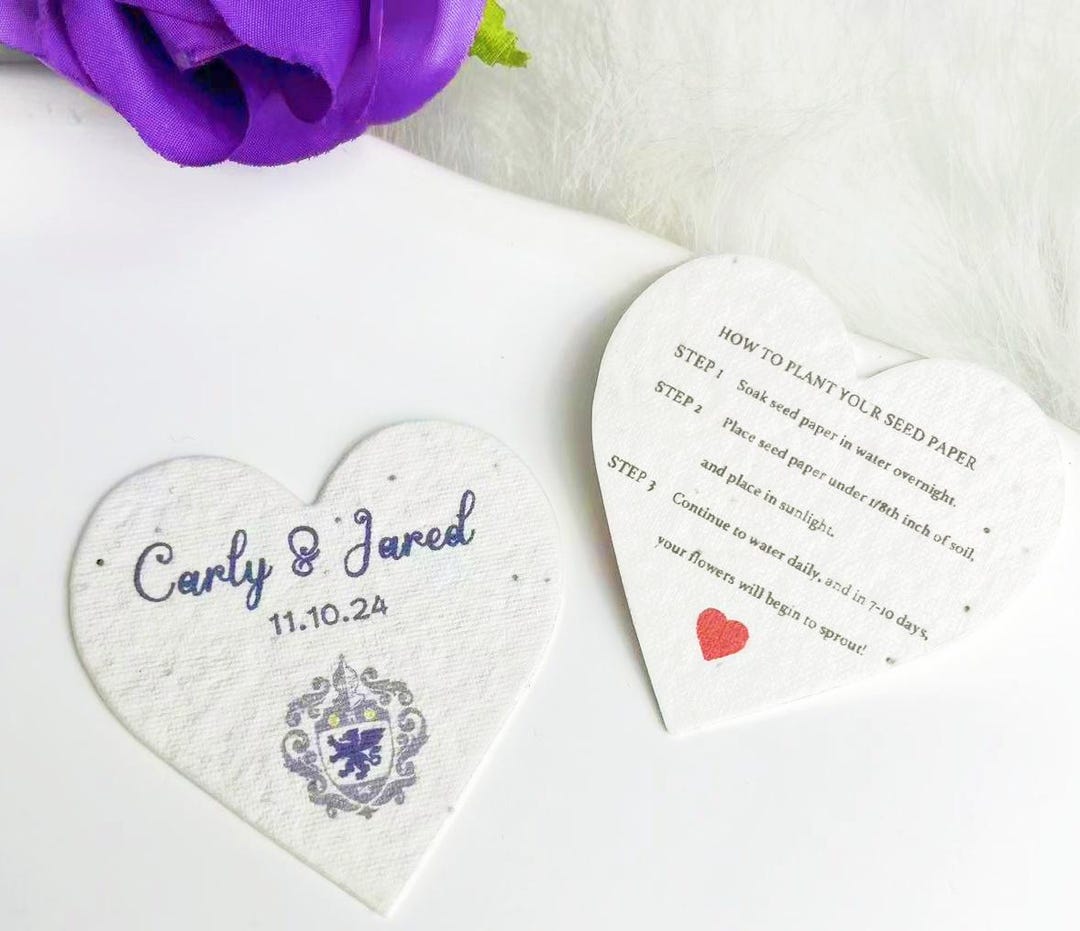 Custom Seed Paper Heart Wedding Favors, Custom Pattern, Let Love Grow ...