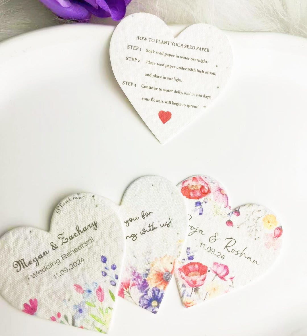 Custom Seed Paper Heart Wedding Favors, Handmade Gift for Guest, Let ...