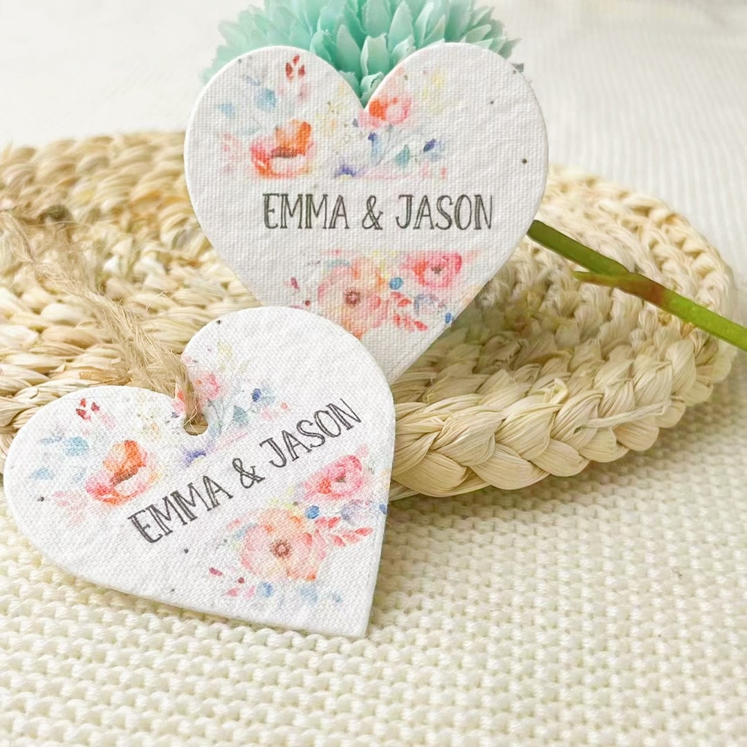 Custom Seed Paper Heart Wedding Favors, Personalized Plantable ...