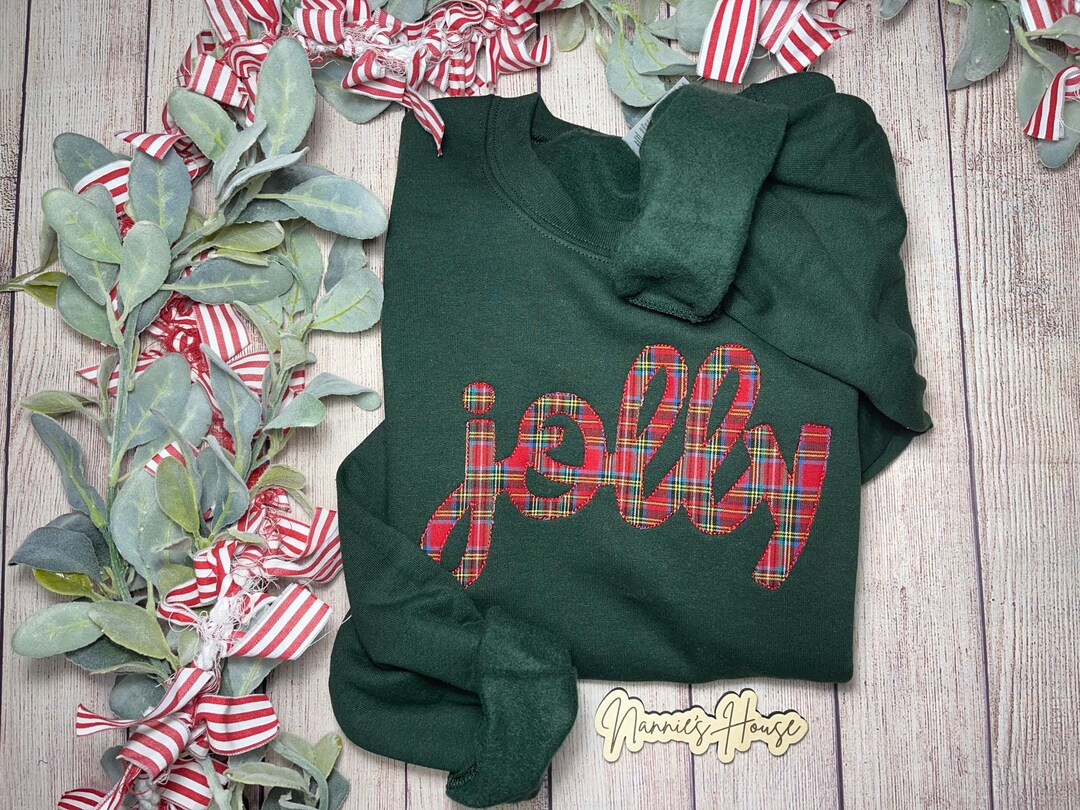Jolly Applique Embroidered Holiday / Christmas Sweatshirt With ...
