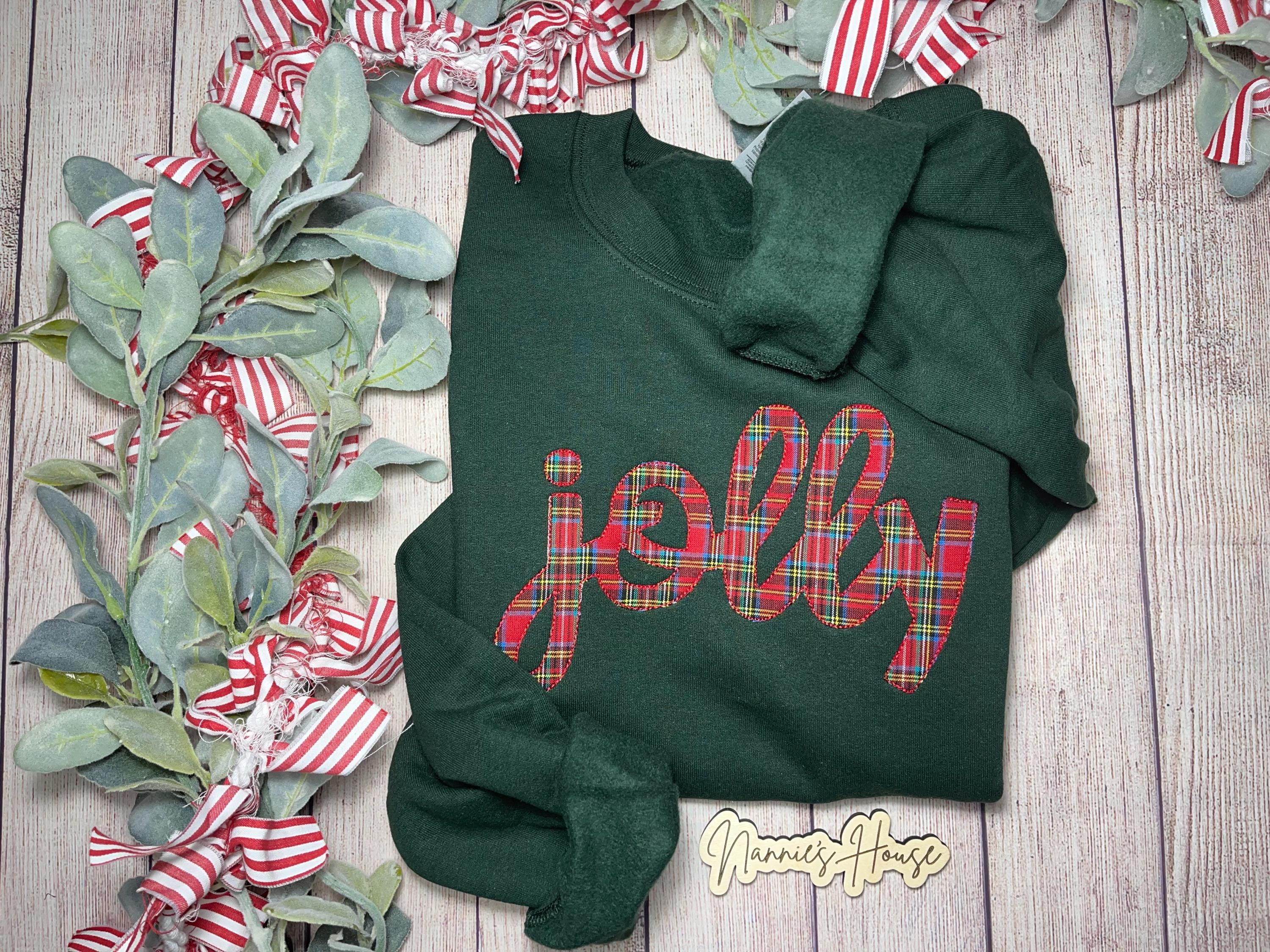 Jolly Applique Embroidered Holiday / Christmas Sweatshirt With ...