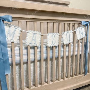 Baby Boy or Girl Custom Embroidered Name Banner // PERSONALIZED // Crib ...