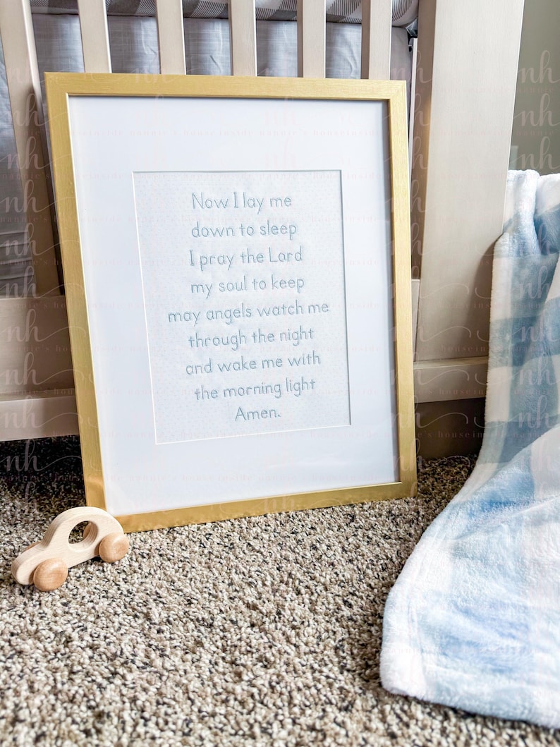 Now I Lay Me Down to Sleep Cursive Embroidered Nursery Wall Art ...