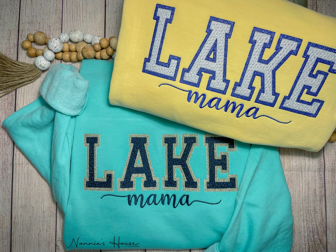 Lake Mama Faux Chenille Glitter HTV Embroidered Sweatshirt - Etsy