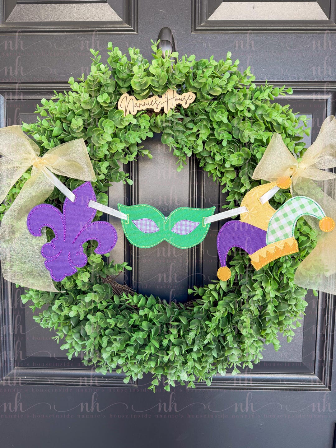 Mardi Gras Icon Wreath Banner | Wreath Sash | Louisiana | New Orleans ...