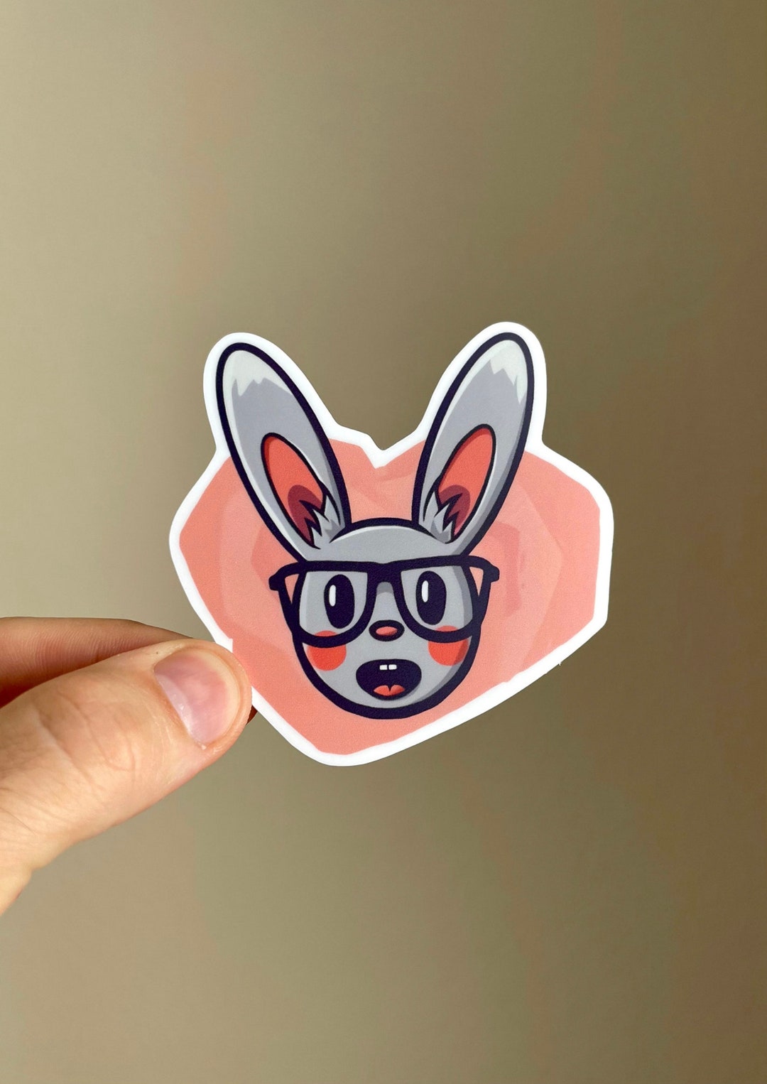 Smart Bunny in Glasses Sticker Funny Stickers for Laptop Cute Stickers ...