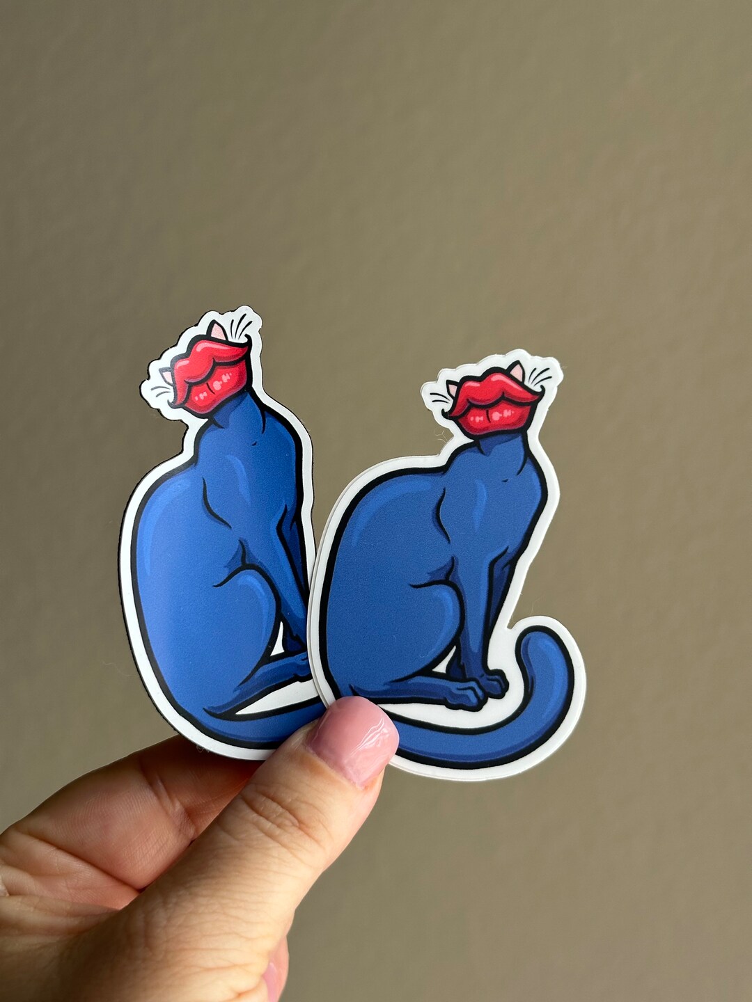 Set of Two Sticker and Magnet kissing Cat Laptop Vinyl Stickers Fridge ...