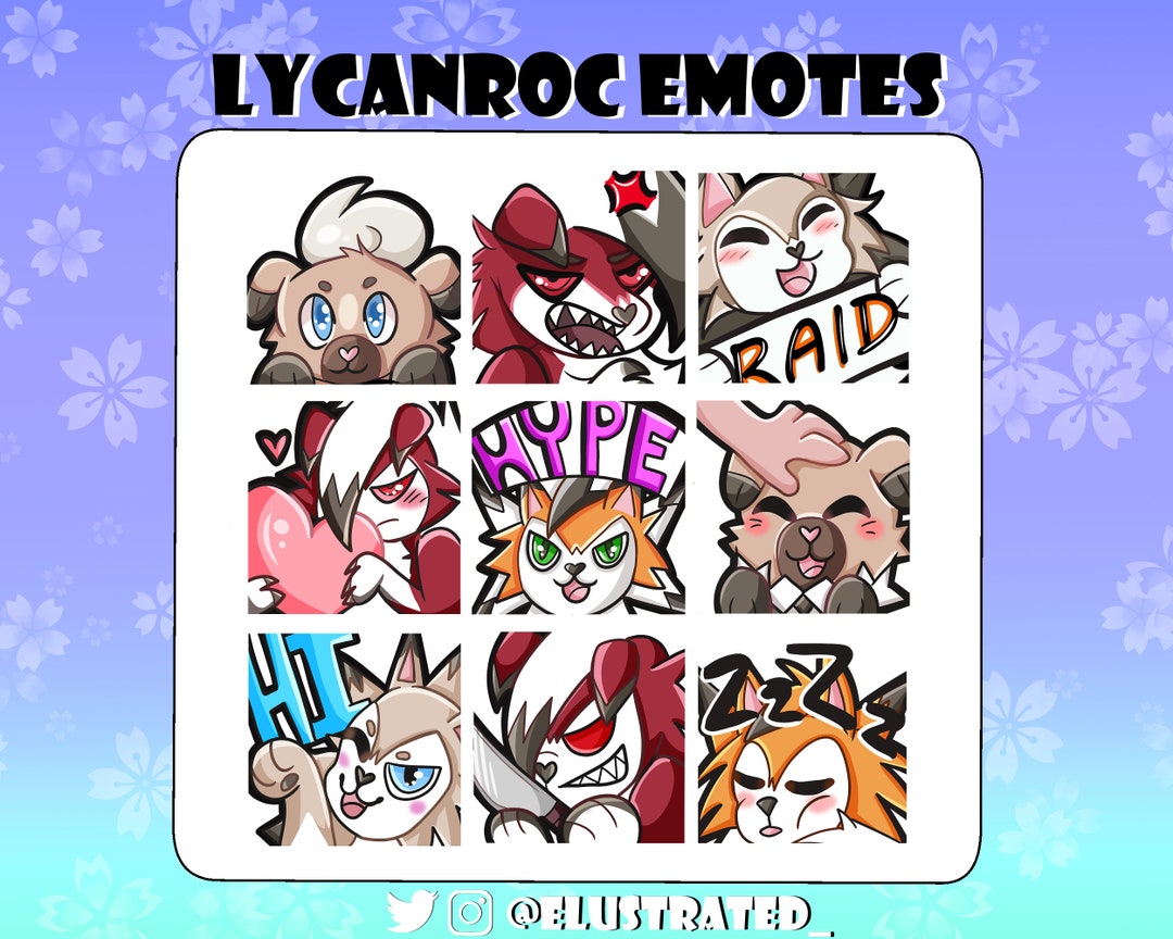 LYCANROC EMOTES - Etsy