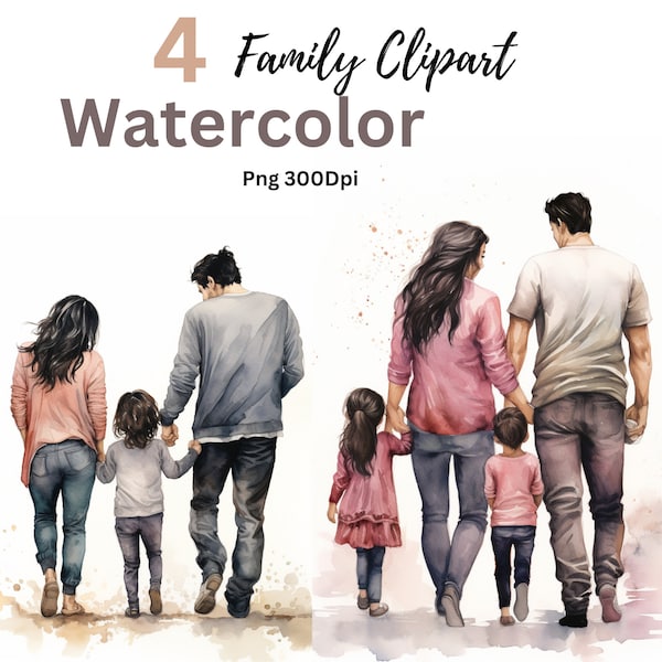 Family Back View Clipart - Etsy