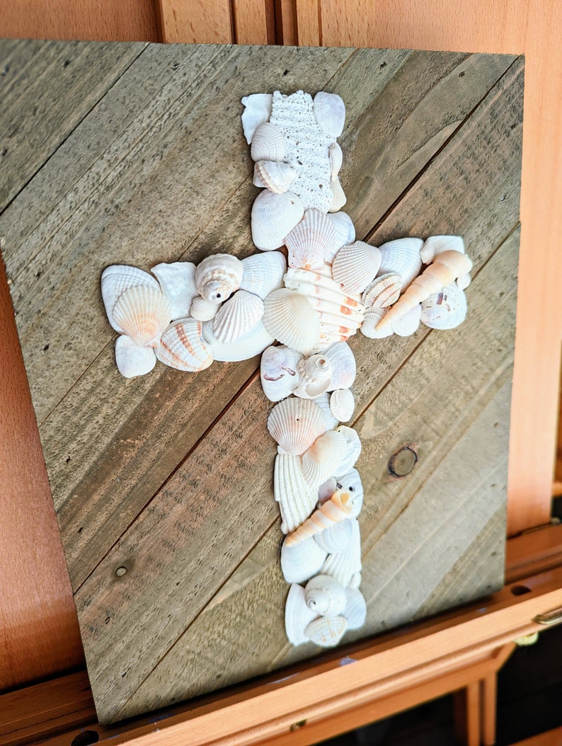 Seashell Cross / Seashell Art / Beach Decor / Cross / Cross Art / Wall ...