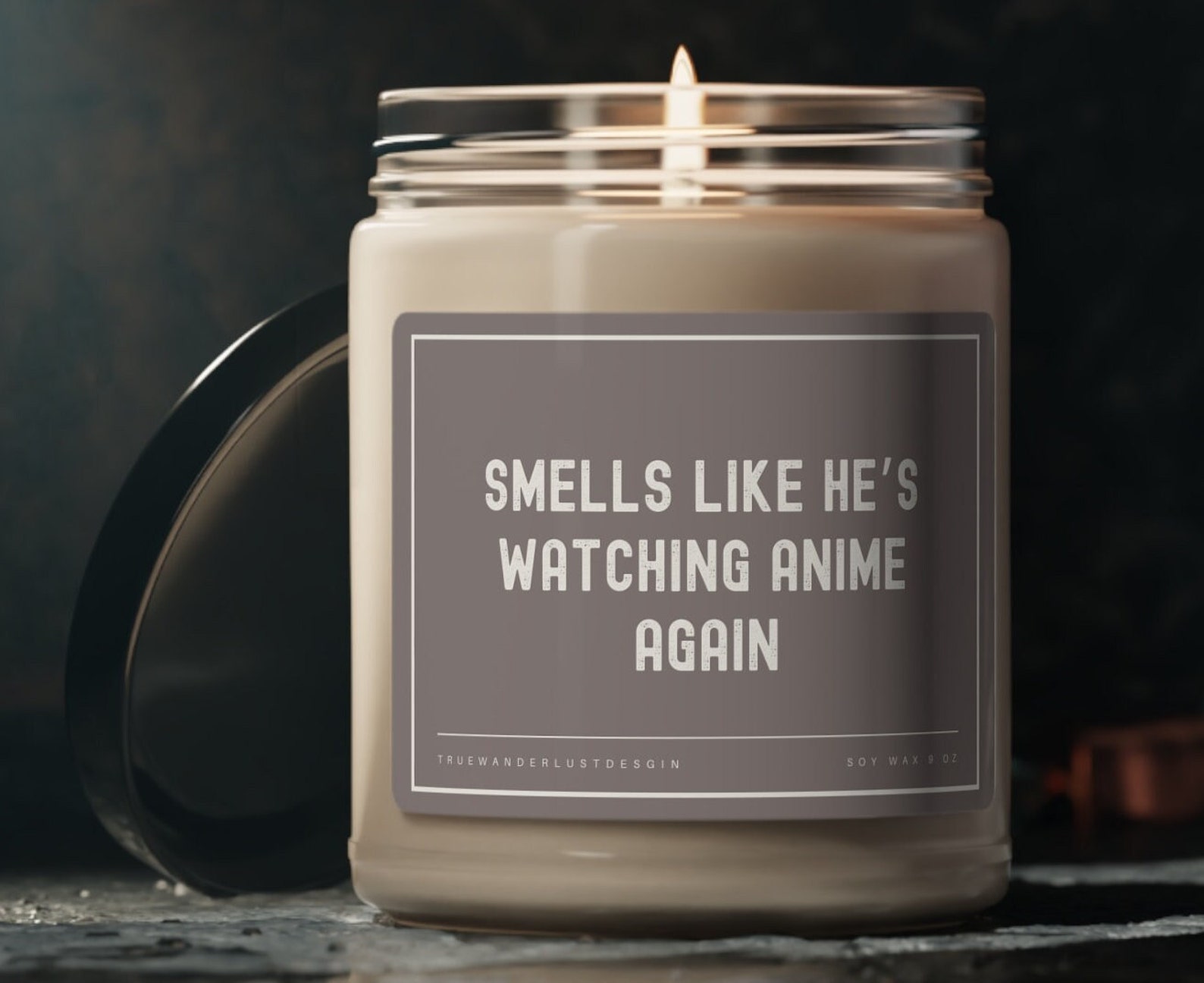 Smells Like He's Watching Anime Again Candle Gift, Anime Theme Gift ...