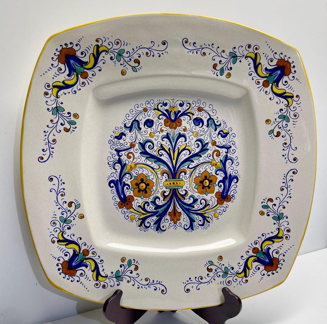 Deruta Ceramiche Large Square Platter Made in Italy Arabesque Florals ...