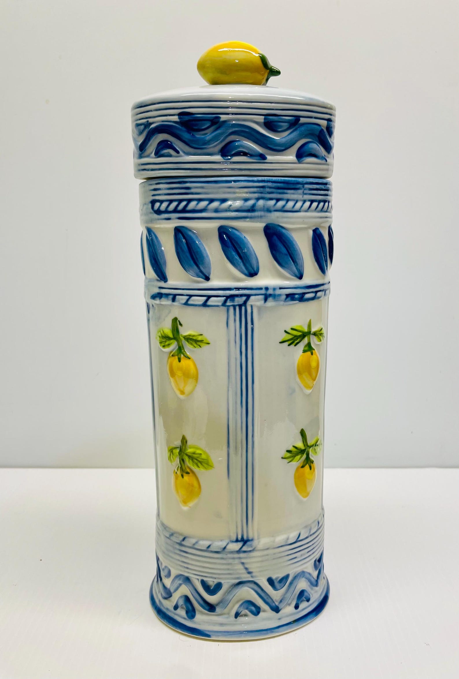 Vintage Spaghetti Canister Hand Painted Lemons Mediterranean Style - Etsy