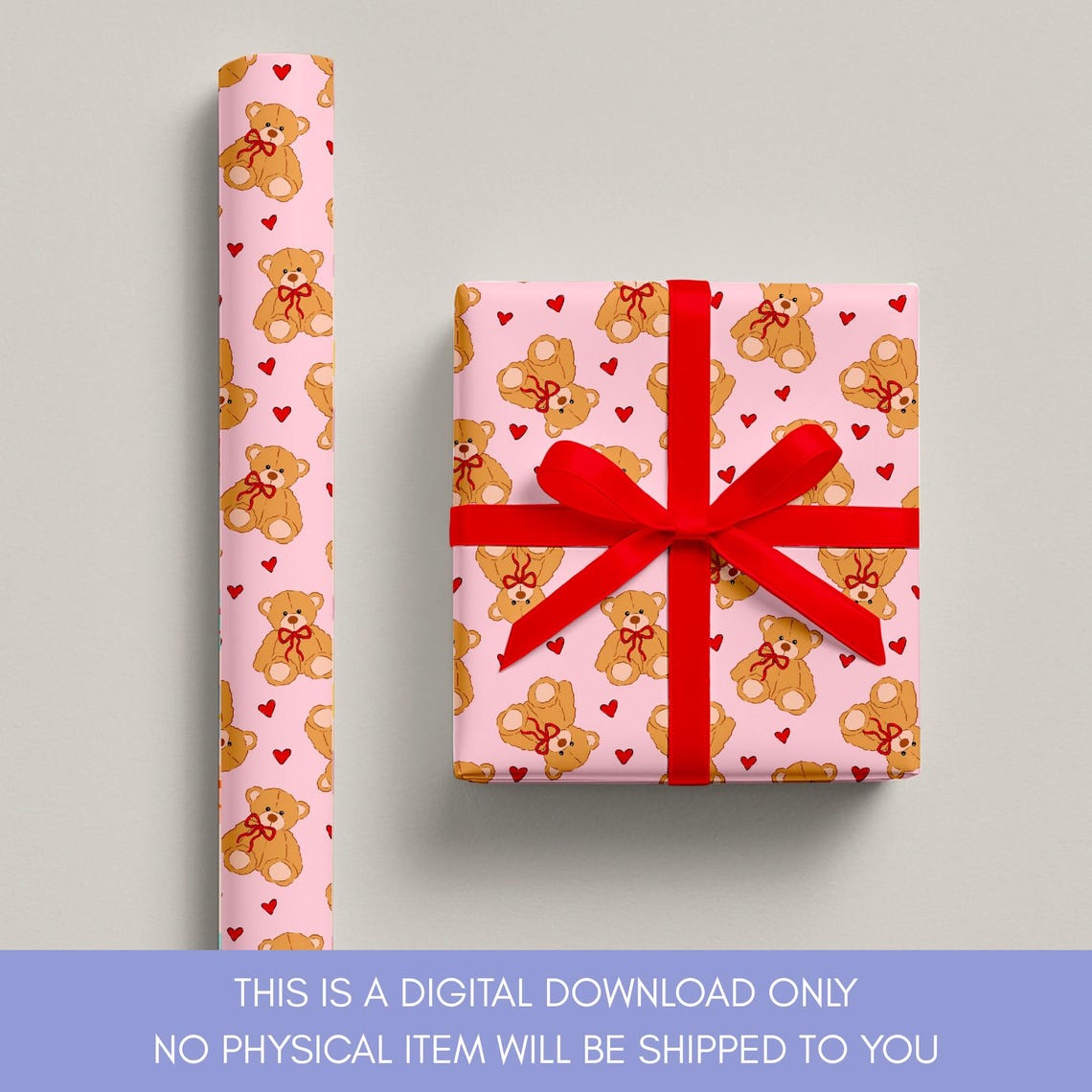 Pink Valentine's Day Teddy Bears Seamless Pattern, Coquette Bows, Red ...
