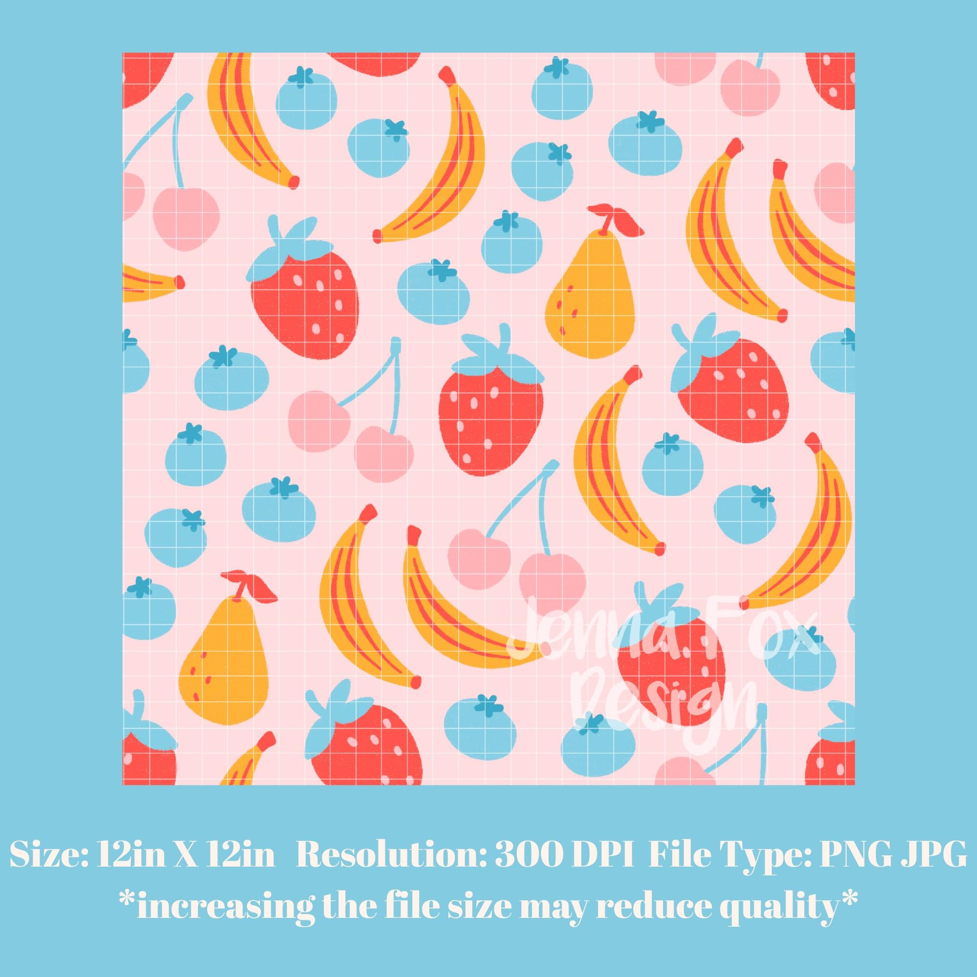 Summer Fruit Seamless Pattern File Strawberry Banana Blueberry Surface ...
