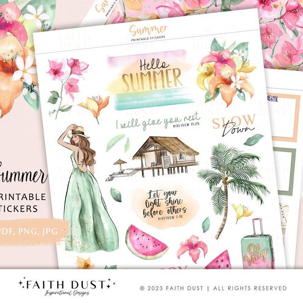 Summer Journal Stickers - Etsy