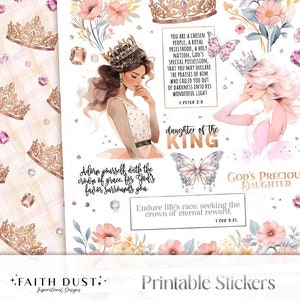 Princess of God Stickers: Bible Journaling, Watercolor Crowns (digital ...