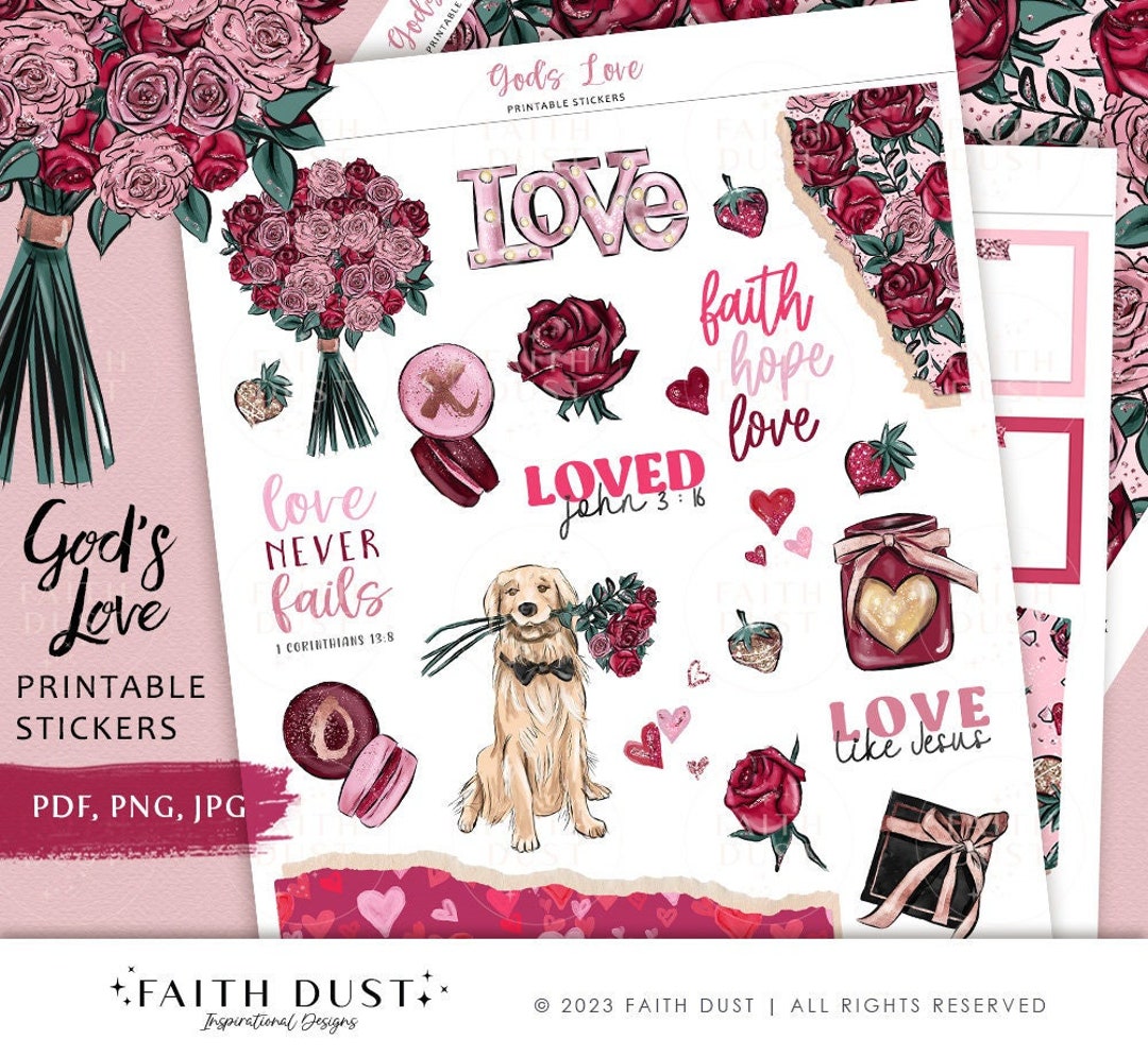 Love Printable Stickers | Bible Journaling Stickers Inspirational ...