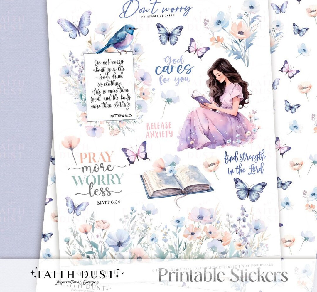 Don't Worry Printable Stickers, Bible Journaling Stickers, Bible ...