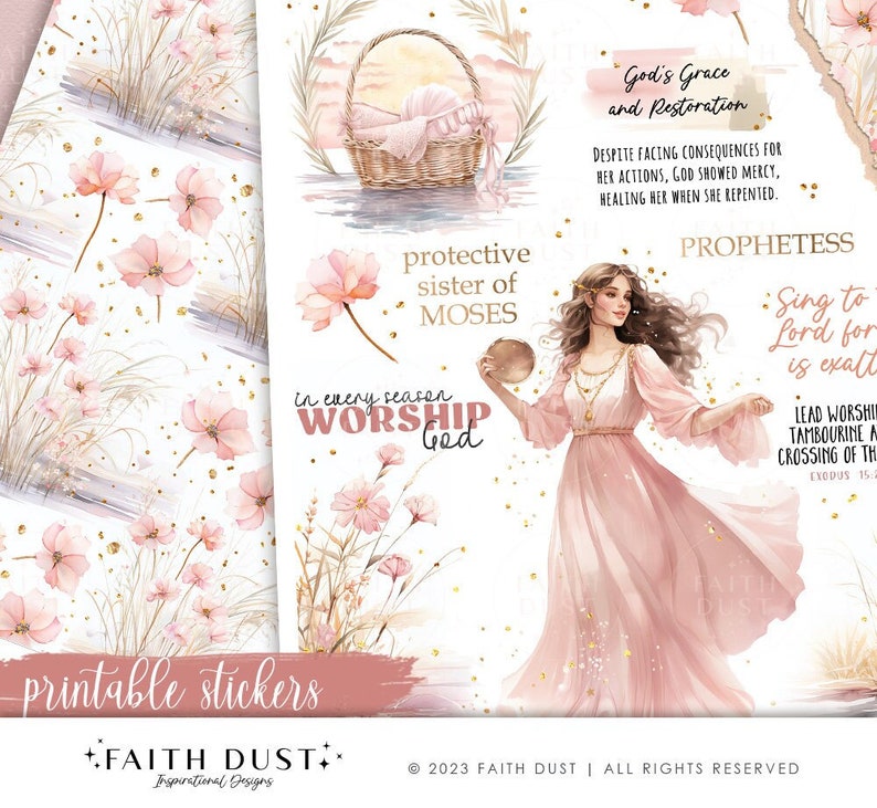 Miriam Printable Bible Journaling Stickers: Women of the Bible (PDF,JPG ...