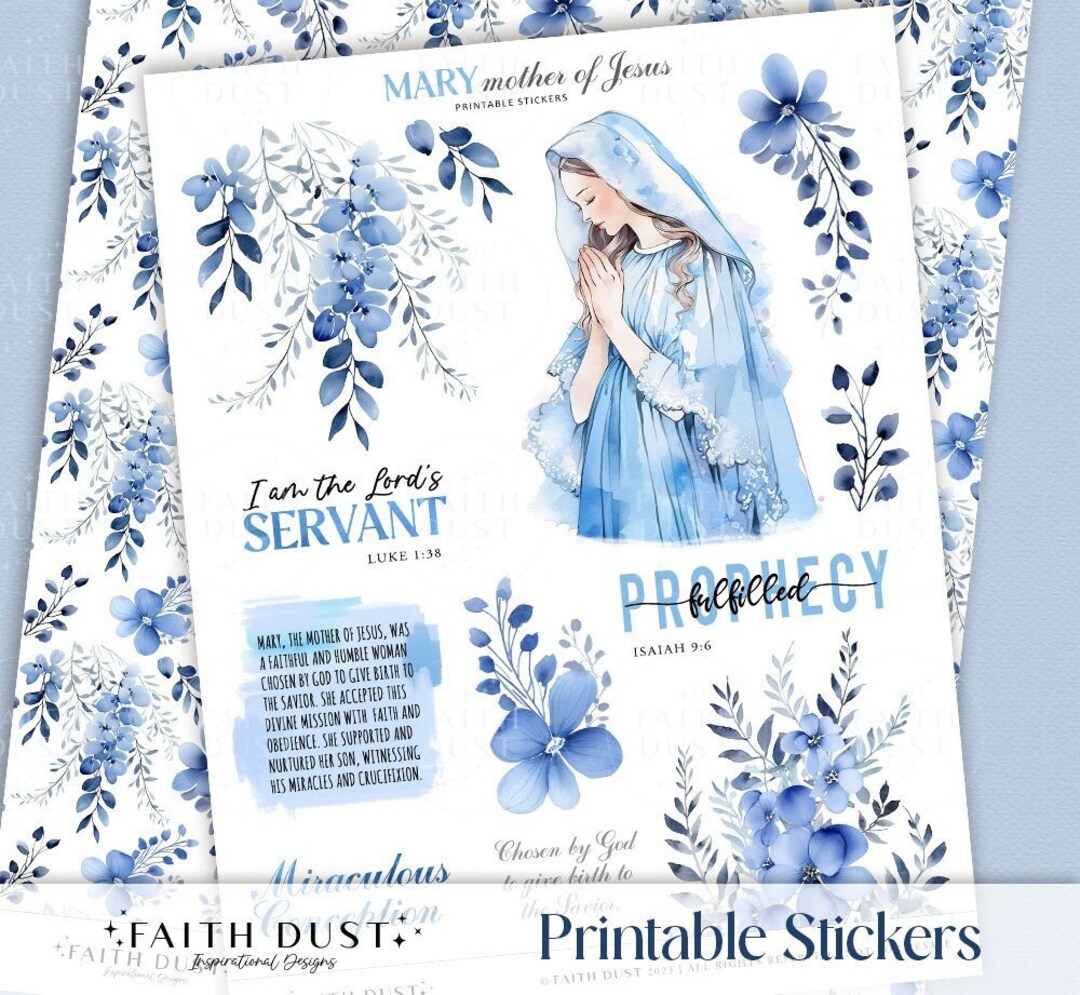 Mary Mother of Jesus Printable Stickers, Women of the Bible, Bible ...