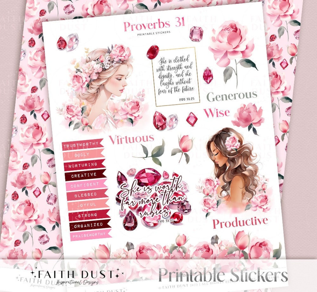 Proverbs 31 Printable Stickers: Printable Christian Study, Virtuous ...