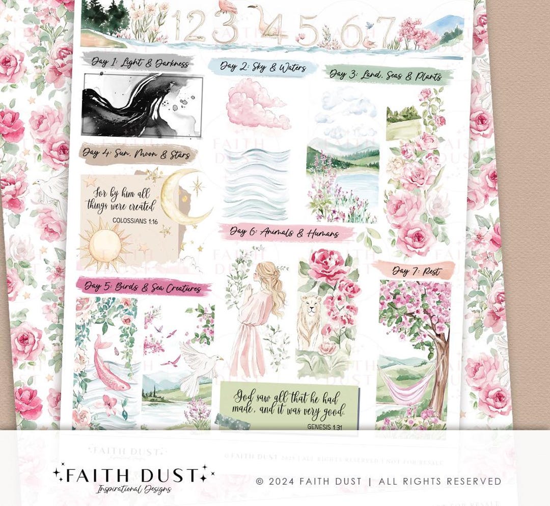 Creation Genesis Printable Stickers: Bible Journaling, Scrapbooking ...