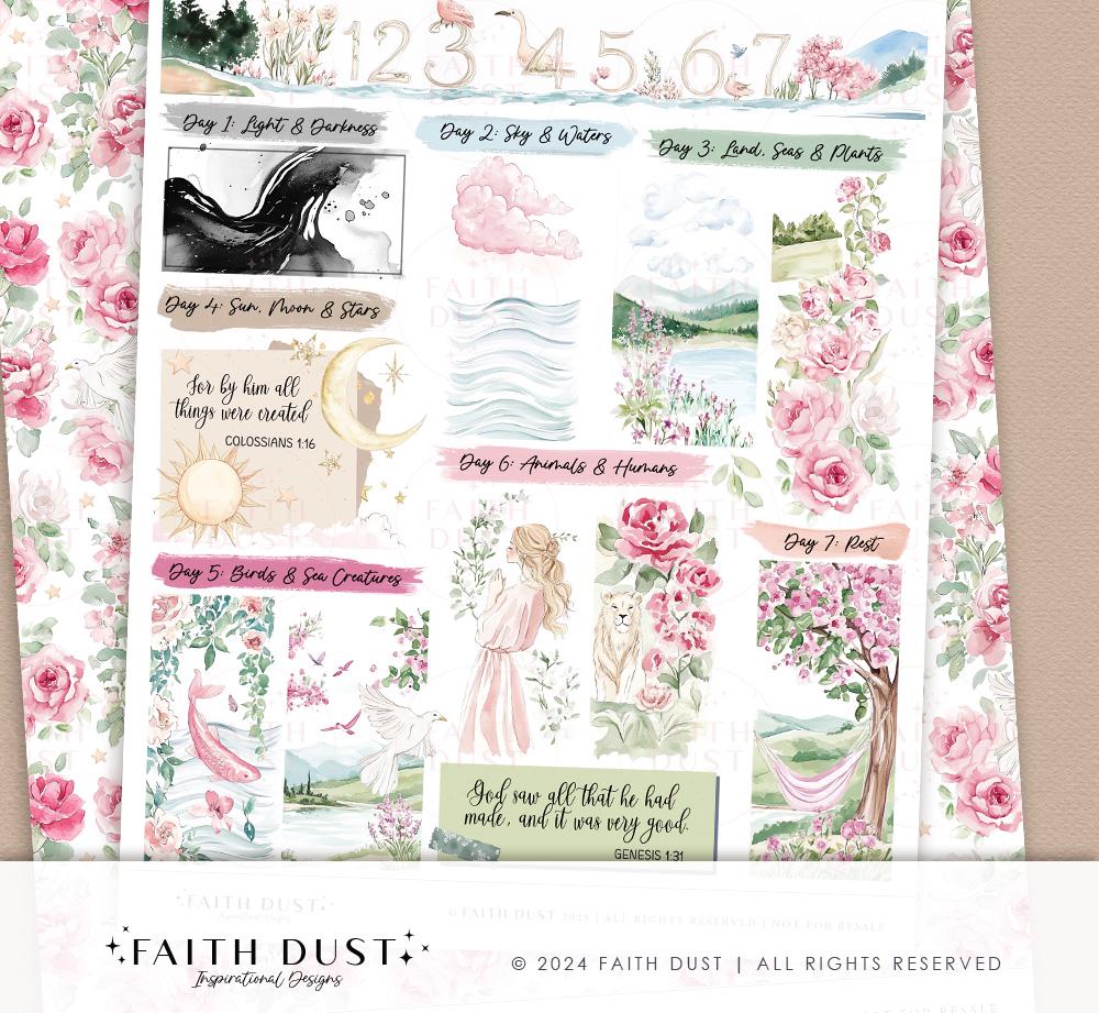 Creation Genesis Printable Stickers: Bible Journaling, Scrapbooking ...