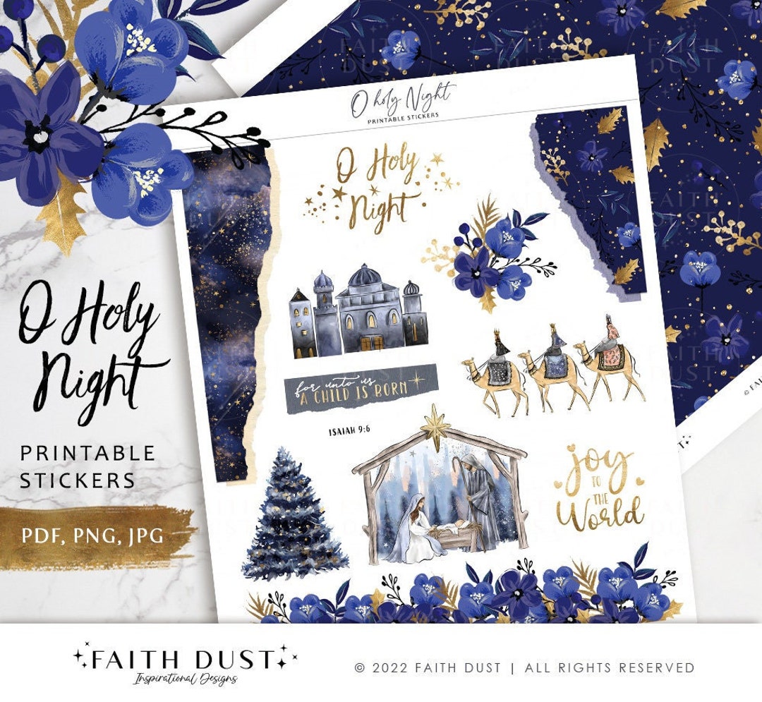 Christmas Printable Stickers | O Holy Night Bible Journaling Christian ...