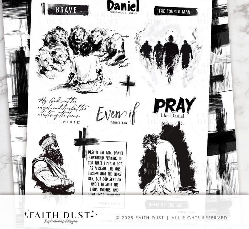 Daniel Printable Stickers, Men of the Bible, Bible Journaling Stickers ...