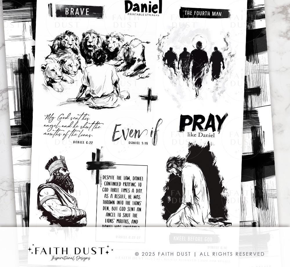 Daniel Printable Stickers, Men of the Bible, Bible Journaling Stickers ...