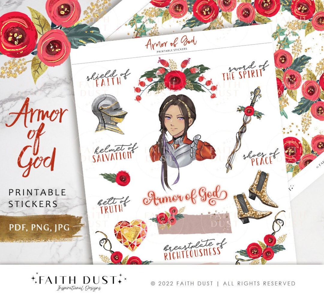Armor of God Printable Stickers | Bible Journaling Christian Stickers ...