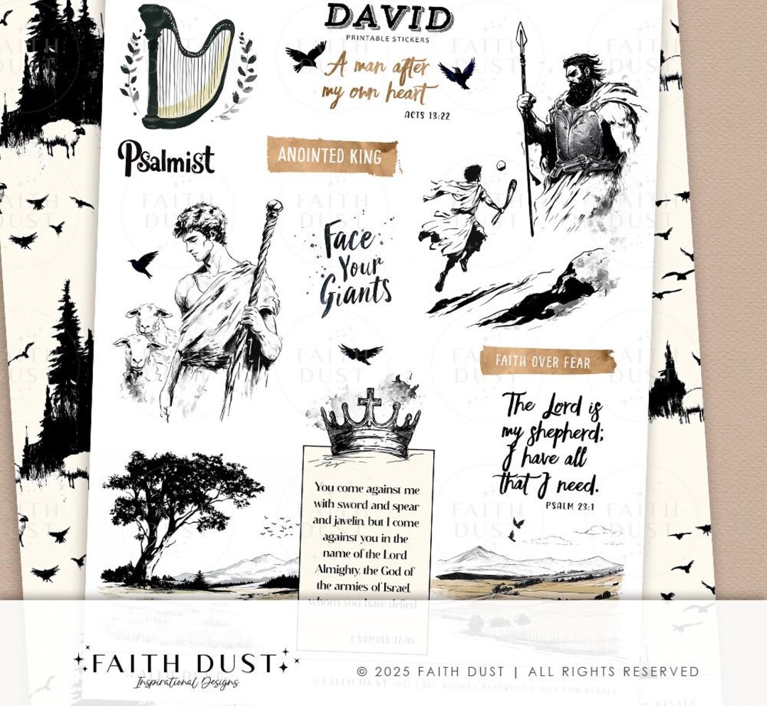 David Printable Stickers, Men of the Bible, Bible Journaling Stickers ...