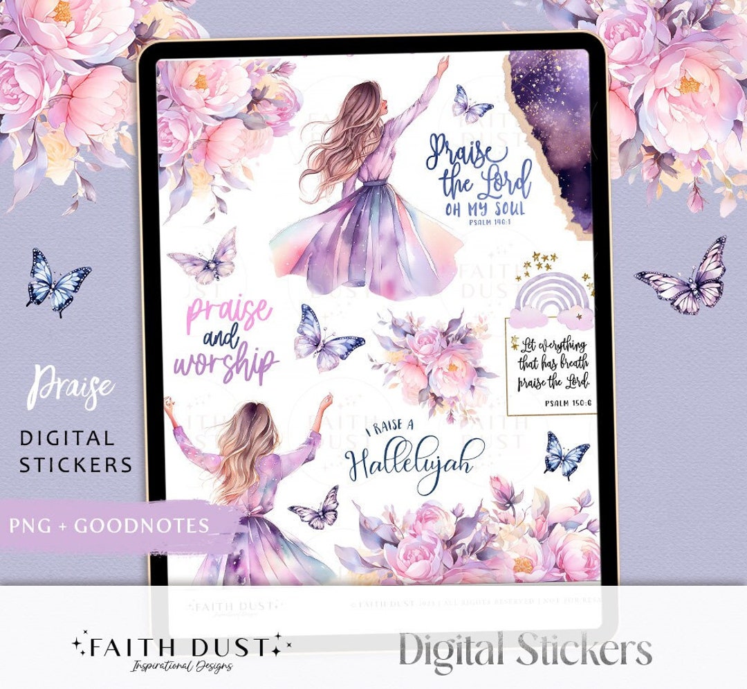 Praise Digital Stickers: Christian Bible Journaling (PNG, Goodnotes) - Etsy