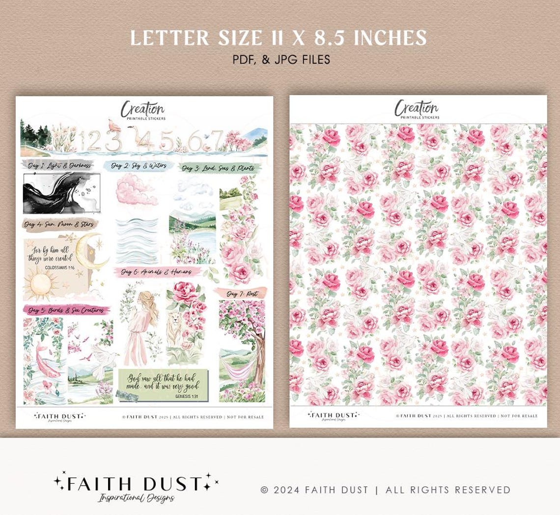 Creation Genesis Printable Stickers: Bible Journaling, Scrapbooking ...